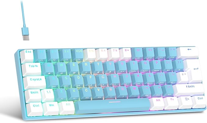 UK Layout 60 Percent Gaming Mechanical Keyboard, 62-Key Wired ...