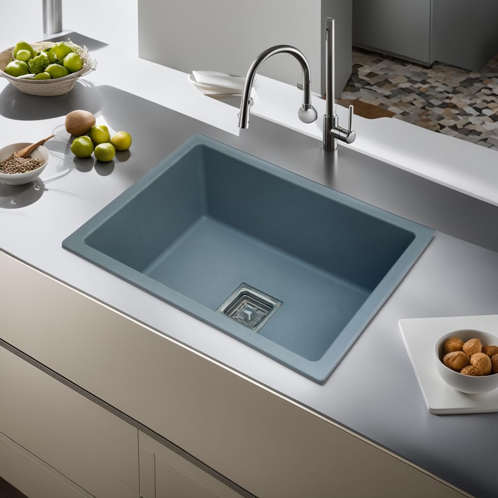 Buy REMANENCE Granite Quartz Single Kitchen Sink With Drain Board ...