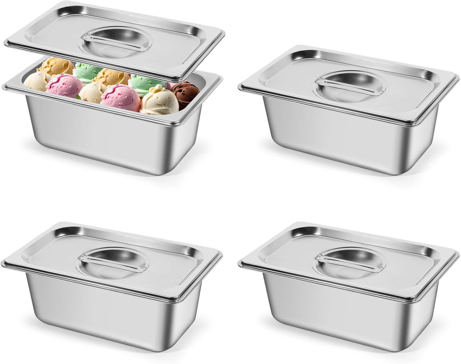 Amazon.com: Hotel Pan 1/4 Size - Stainless Steel Steam Pan With Lid 4 ...