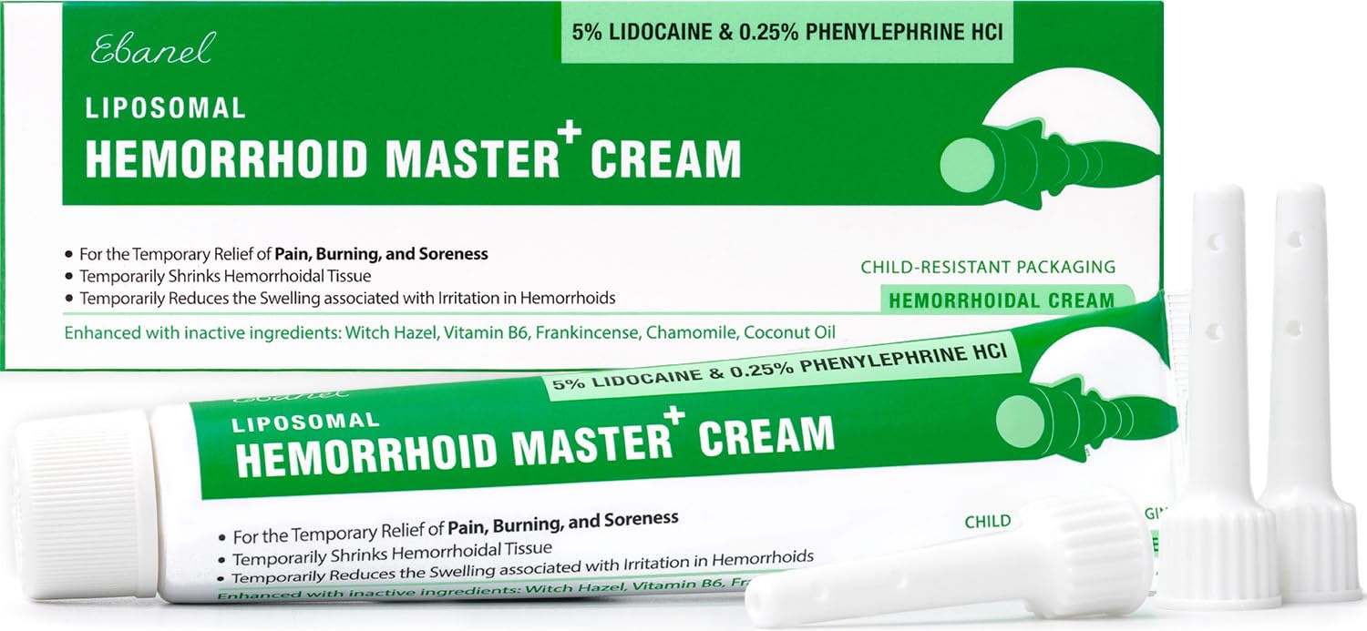Amazon.com: Ebanel Crema de tratamiento de hemorroides con lidocaína al 5% con hamamelis ...