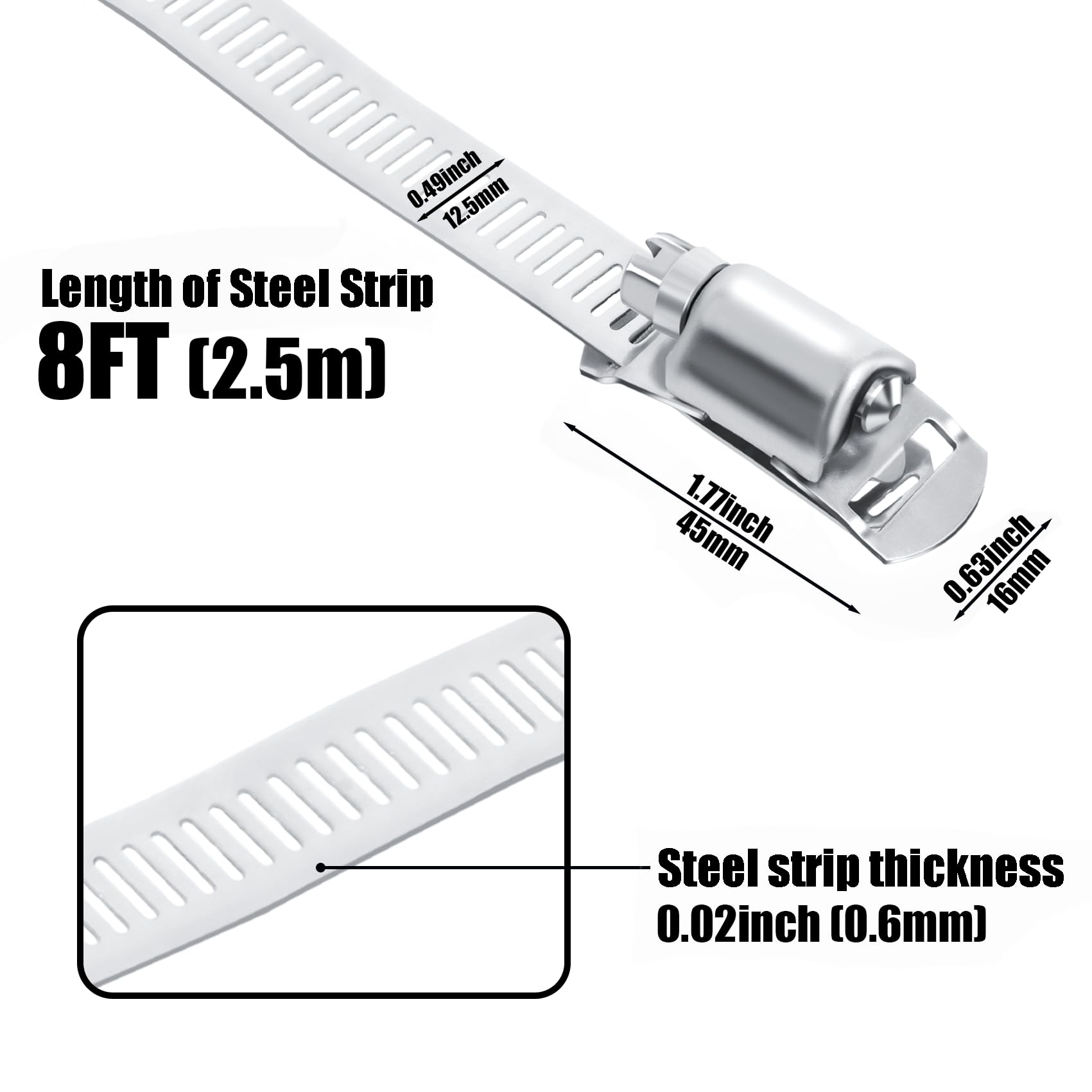 Snapklik.com : Hose Clamps Stainless Steel 304 Kit DIY, Cut-To-Fit 8FT ...