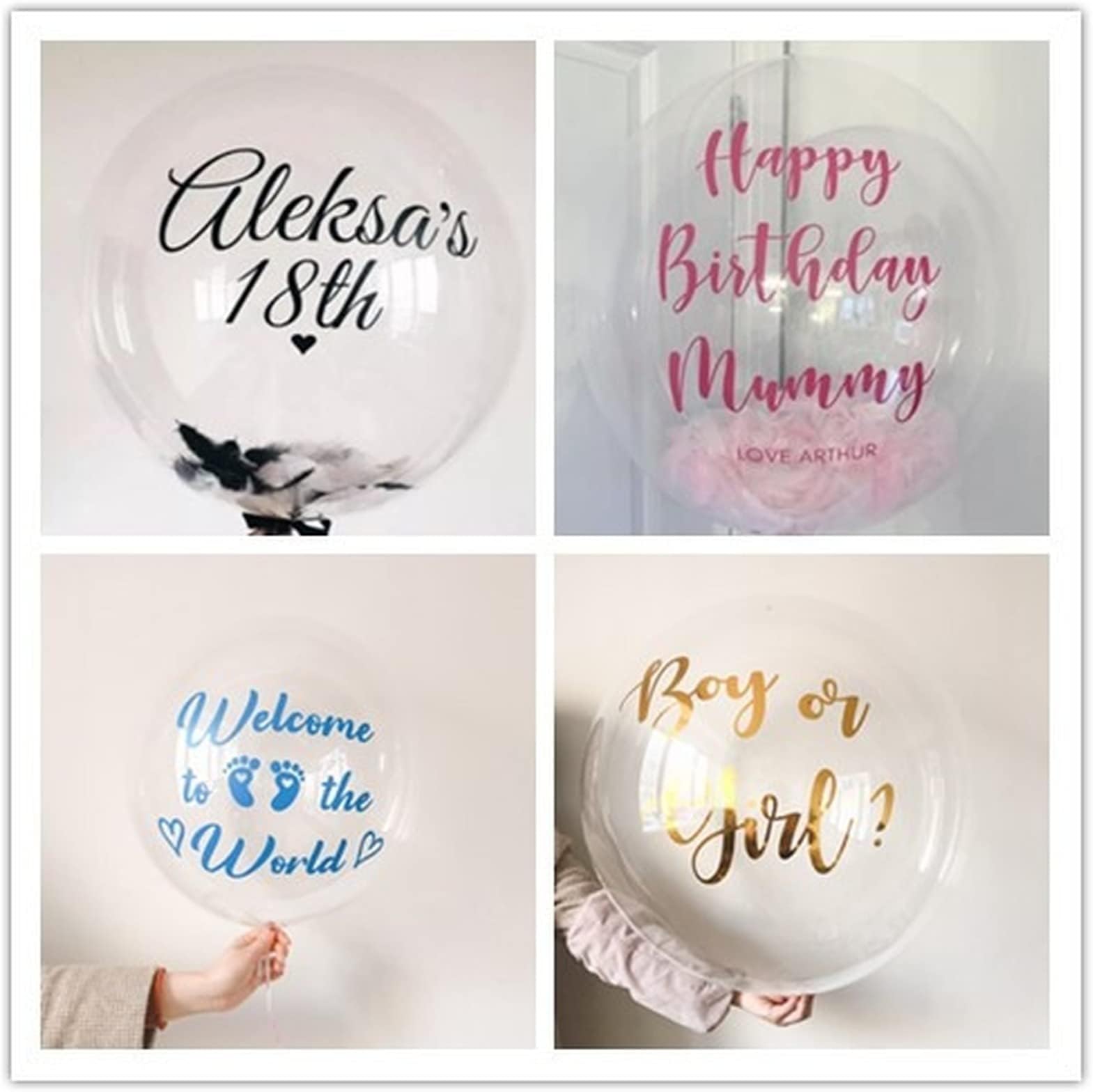 Amazon.com: Personalised (1pc 18"/24"/36" bubble balloon+1pc custom ...