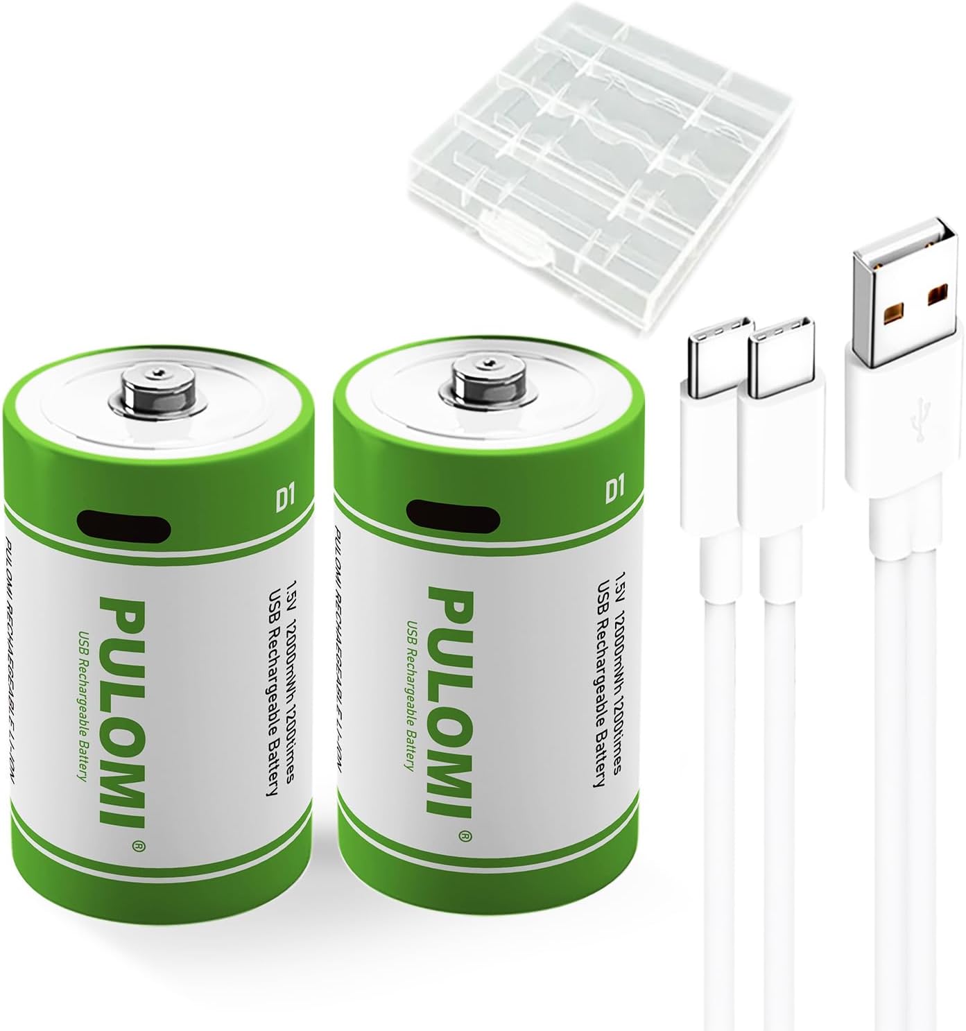 Amazon.com: PULOMI USB Lithium ion Rechargeable D Battery, High ...