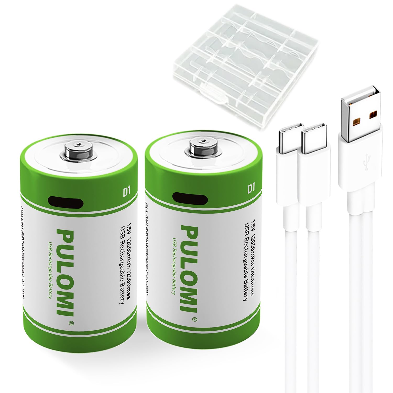 Amazon.com: PULOMI USB Lithium ion Rechargeable D Battery, High ...