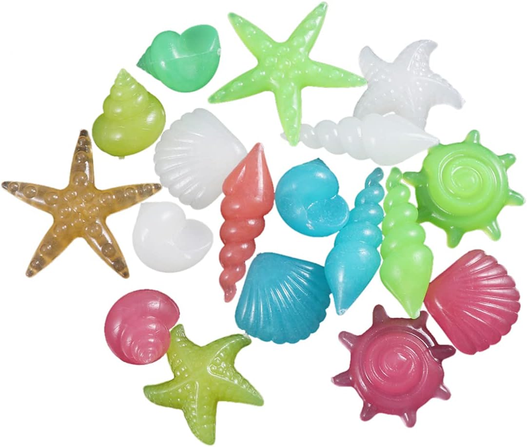 OUNONA 60pcs Colorful Pebble Conch Shell Glow Stones in the Dark for ...