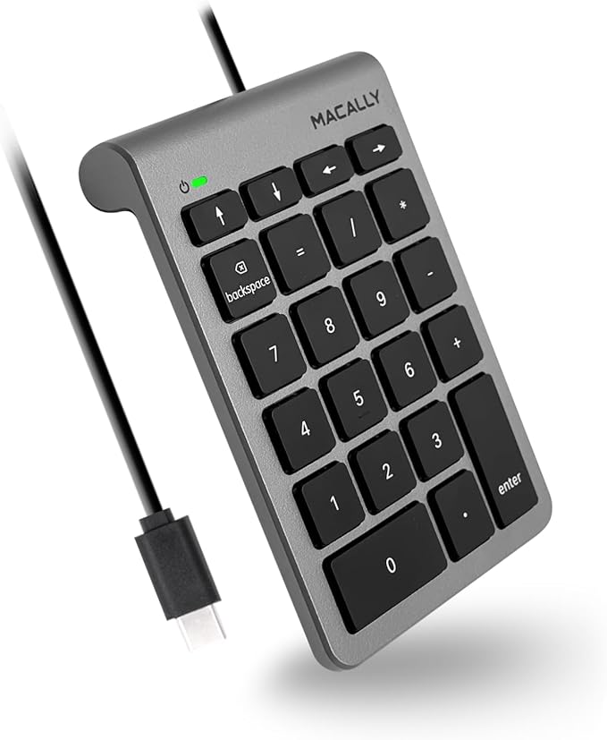 Amazon.com: Macally Wired USB C Numeric Keypad for Mac - Work Better - Type C Number Pad for ...