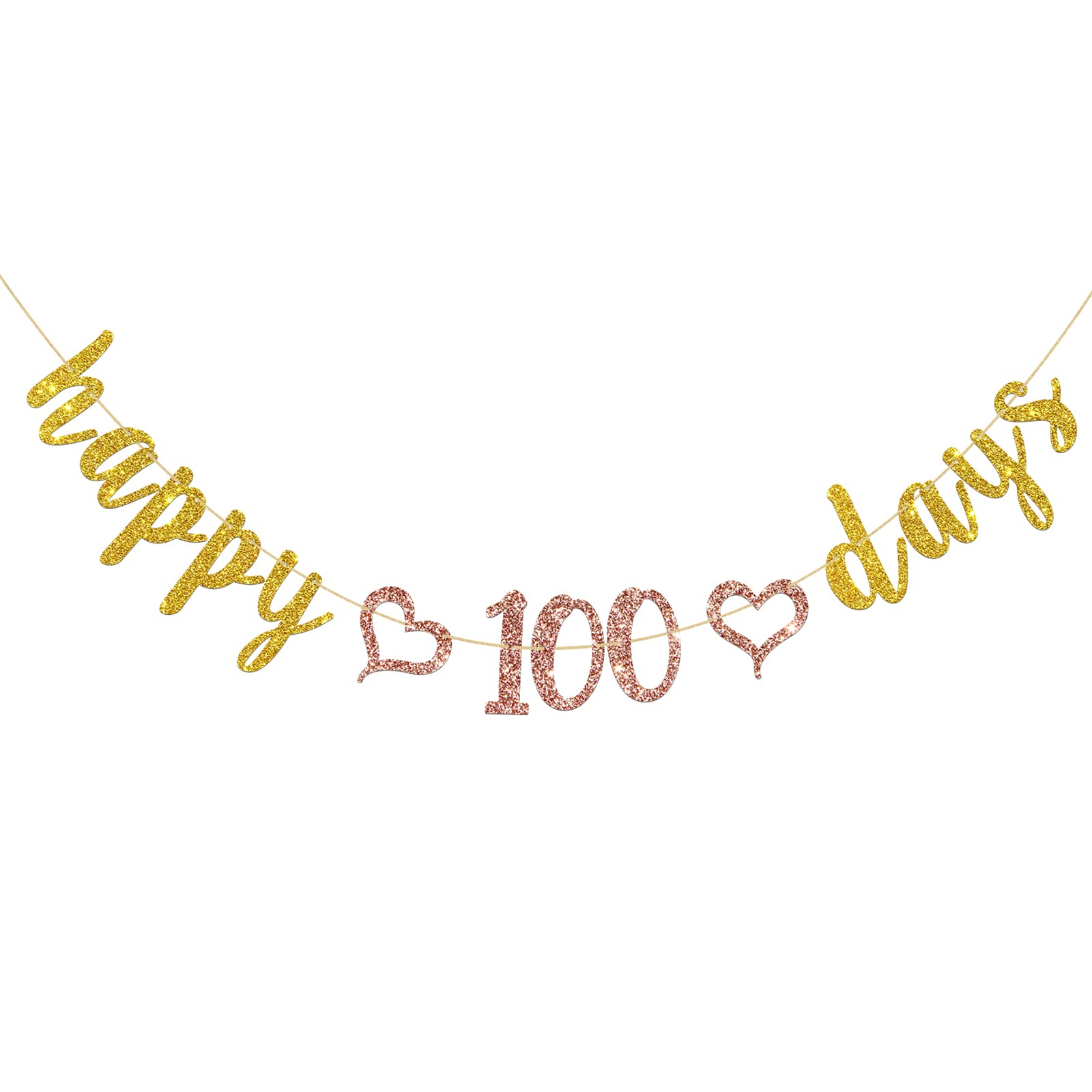 Amazon.com: INNORU Happy 100 Days Banner Gold Glitter, Baby 100 Days ...