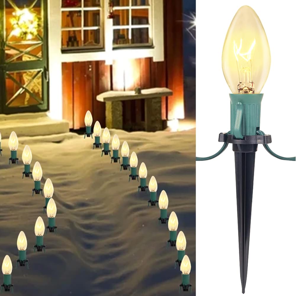 Amazon.com : Christmas Pathway Lights Outdoor, 38 Feet C9 Christmas ...