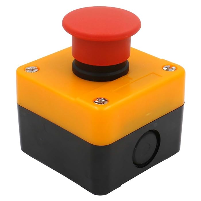 Buy Baomain Red Sign Momentary Emergency Stop Weatherproof Push Button ...