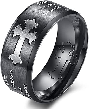 Amazon | REPUGN メンズ ヴィンテージ クロス リング、イザヤ書刻印入りステンレスリング | リング 通販