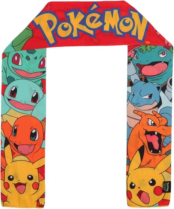 Red Pokemon Sublimated Group Photo Scarf at Amazon Women’s Clothing store