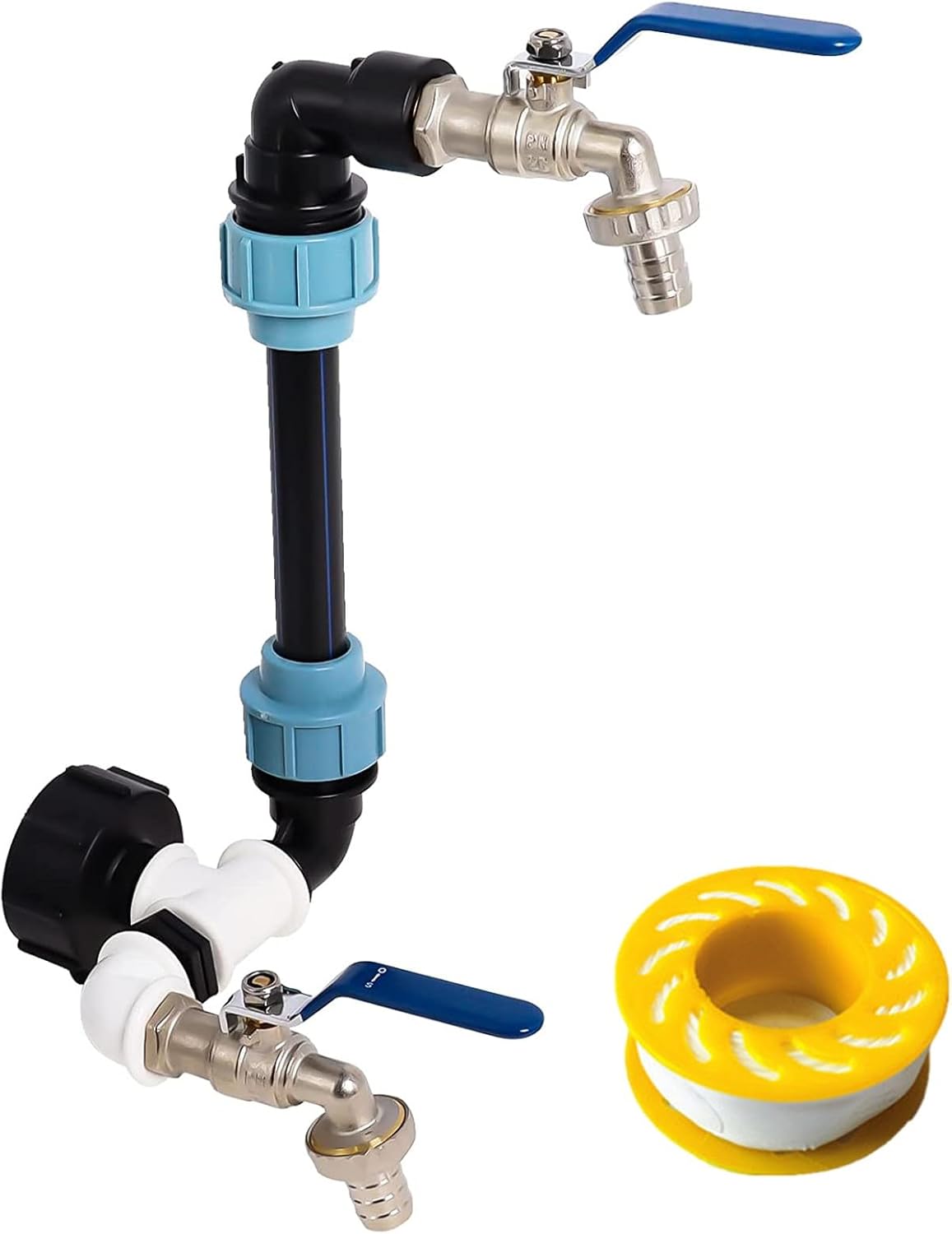 HEIBTENY IBC Gooseneck 2 x Brass Tap 3/4 Inch IBC Adapter S60 x 6 IBC ...