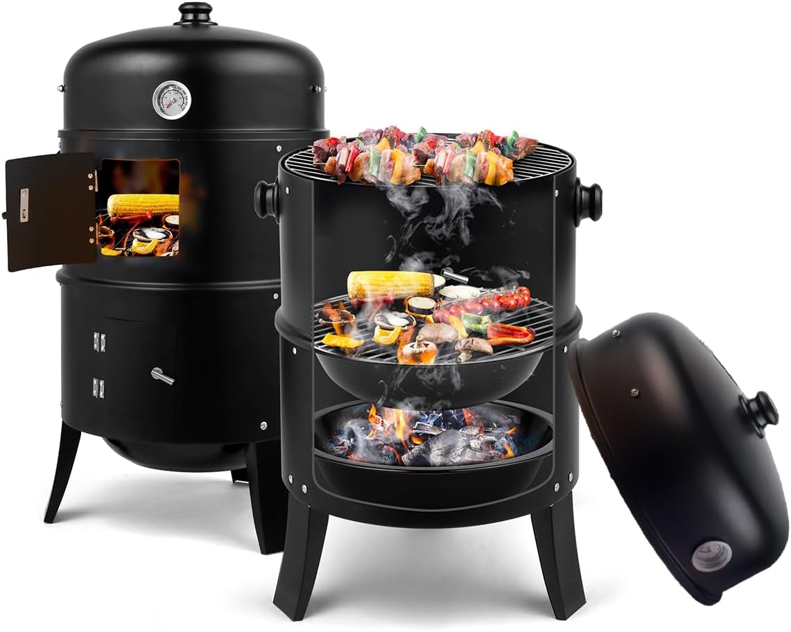 Amazon.com : SUNLIFER BBQ Charcoal Smoker for Meat: 16 Inch Heavy Duty ...