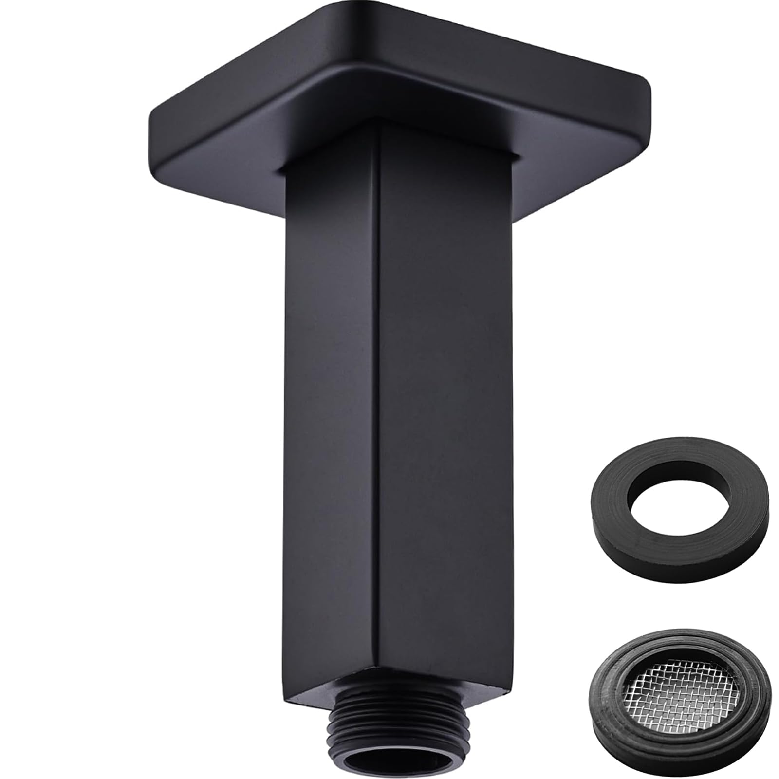 HOMYEP Black Shower Arm with Flange, Ceiling Mount Shower Head ...