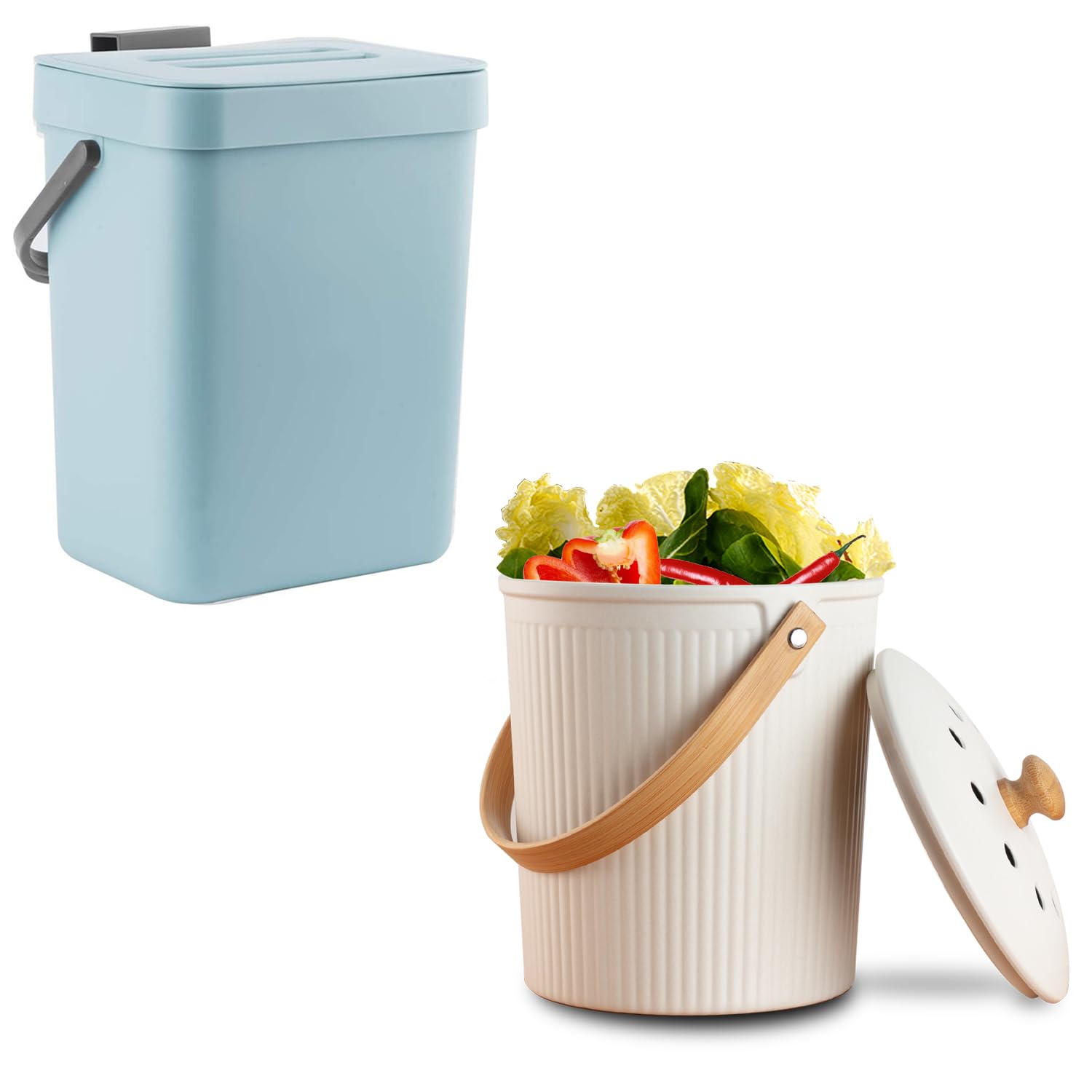 Amazon.com: LALASTAR 1.3 Gallong Plastic Compost Bin + 1 Gallon Fiber ...