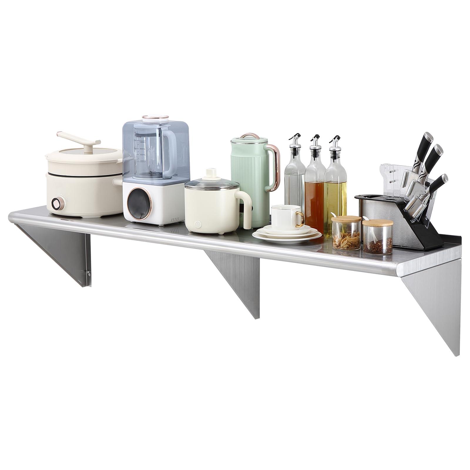 Snapklik.com : VEVOR 14" X 60" Stainless Steel Shelf, Wall Mounted ...