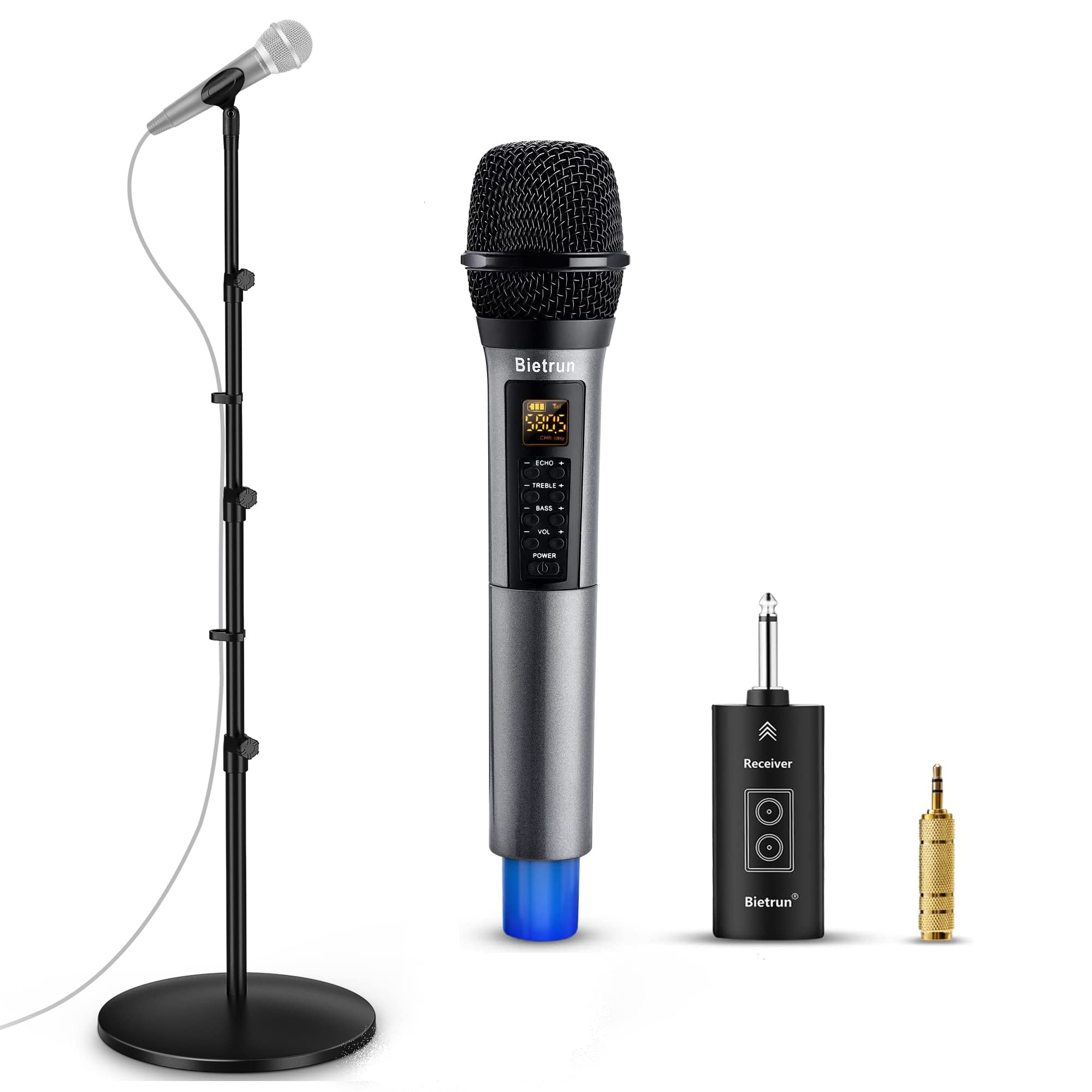 Amazon.com: Bietrun Wireless Microphone WXM09A with Mic Stand : Musical ...