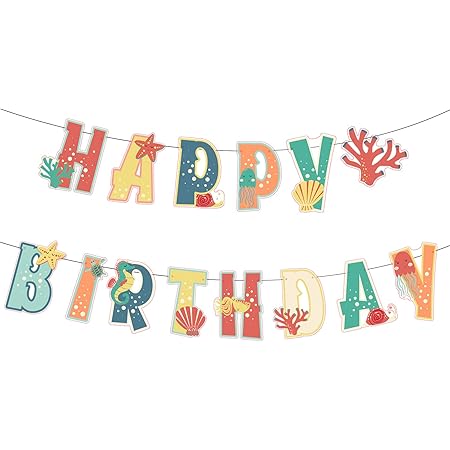 Amazon.com: Under The Sea Birthday Party Banners 2Pcs Ocean Animal ...