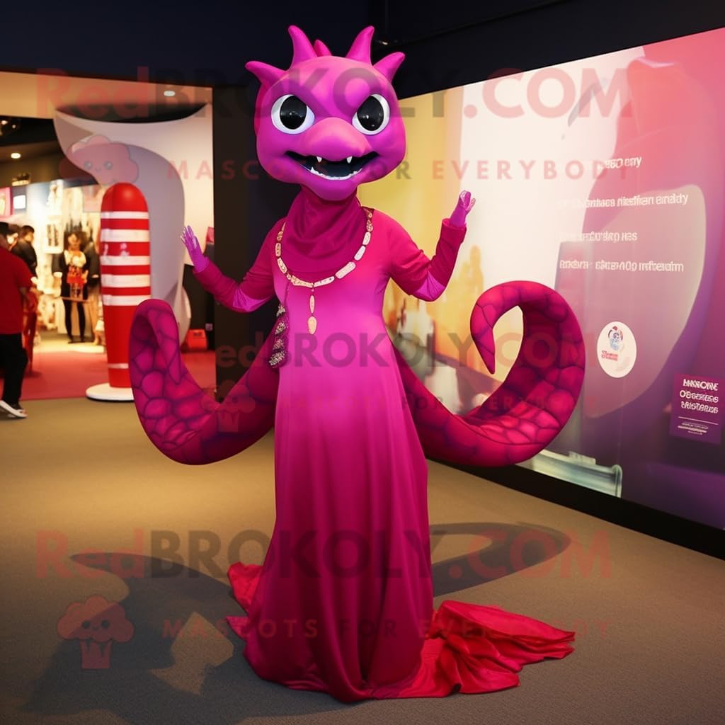 Amazon.com: REDBROKOLY Magenta Hydra mascot costume character dressed ...