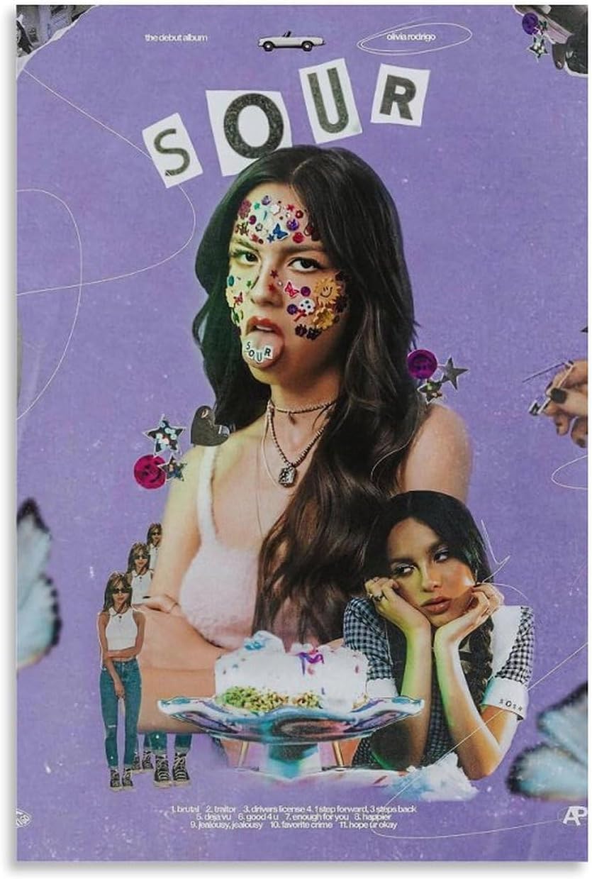 HNXINGYU Olivia Rodrigo Sour Album Cover Illustration Poster, Canvas ...