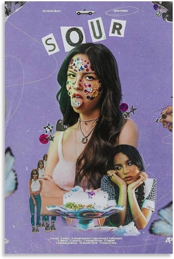 HNXINGYU Olivia Rodrigo Sour Album Cover Illustration Poster, Canvas ...