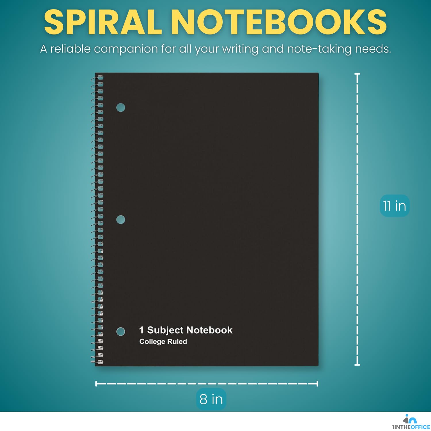 Snapklik.com : 1InTheOffice College Ruled Spiral Notebook 8x11, Spiral ...