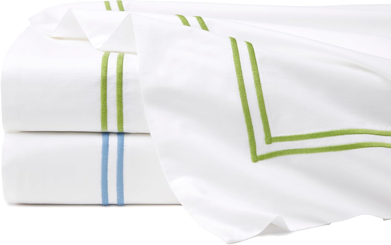 Amazon.com: Sferra Grande Hotel Queen Sheet Set - White/Fern : Grocery ...