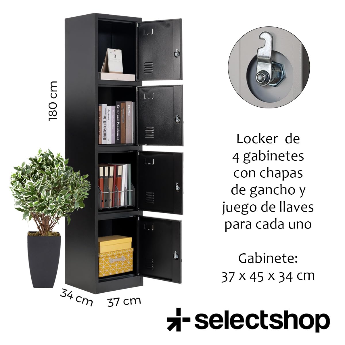 Almacenamiento Estilo Locker ARMARIO METÁLICO CON CERRADURA DE