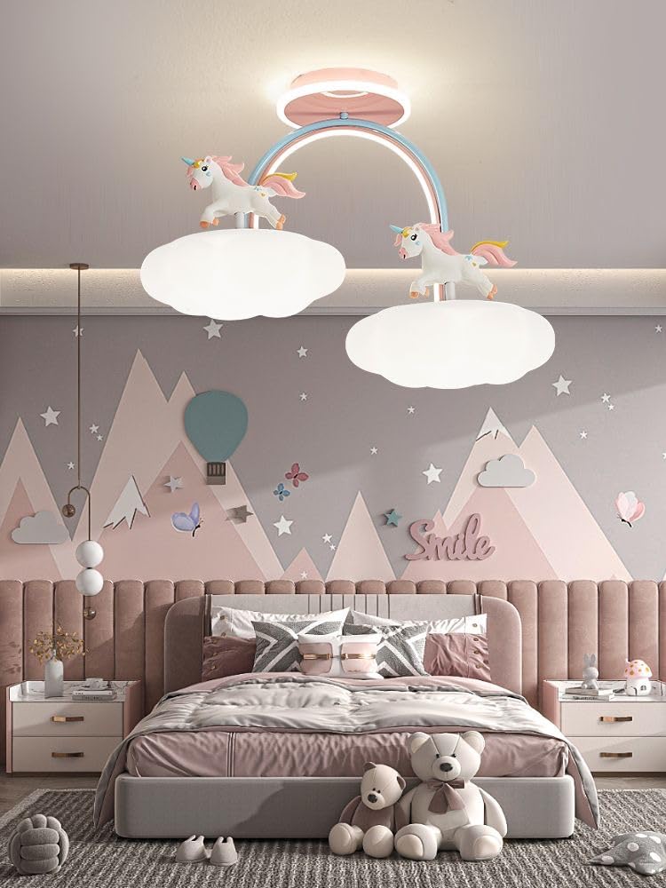 Snapklik.com : PURESILKS Pink Cartoon Ceiling Light Girls Room Lighting ...