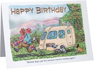 Happy Birthday Caravan Caravanning Humour Cartoon A5 Funny Blank ...