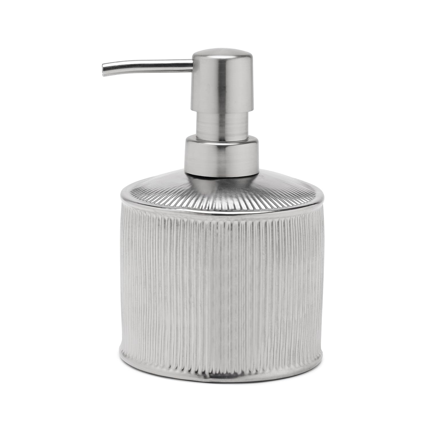 Pure Home + Living Silver Chrome Ribbed Porcelain Soap Dispenser ...