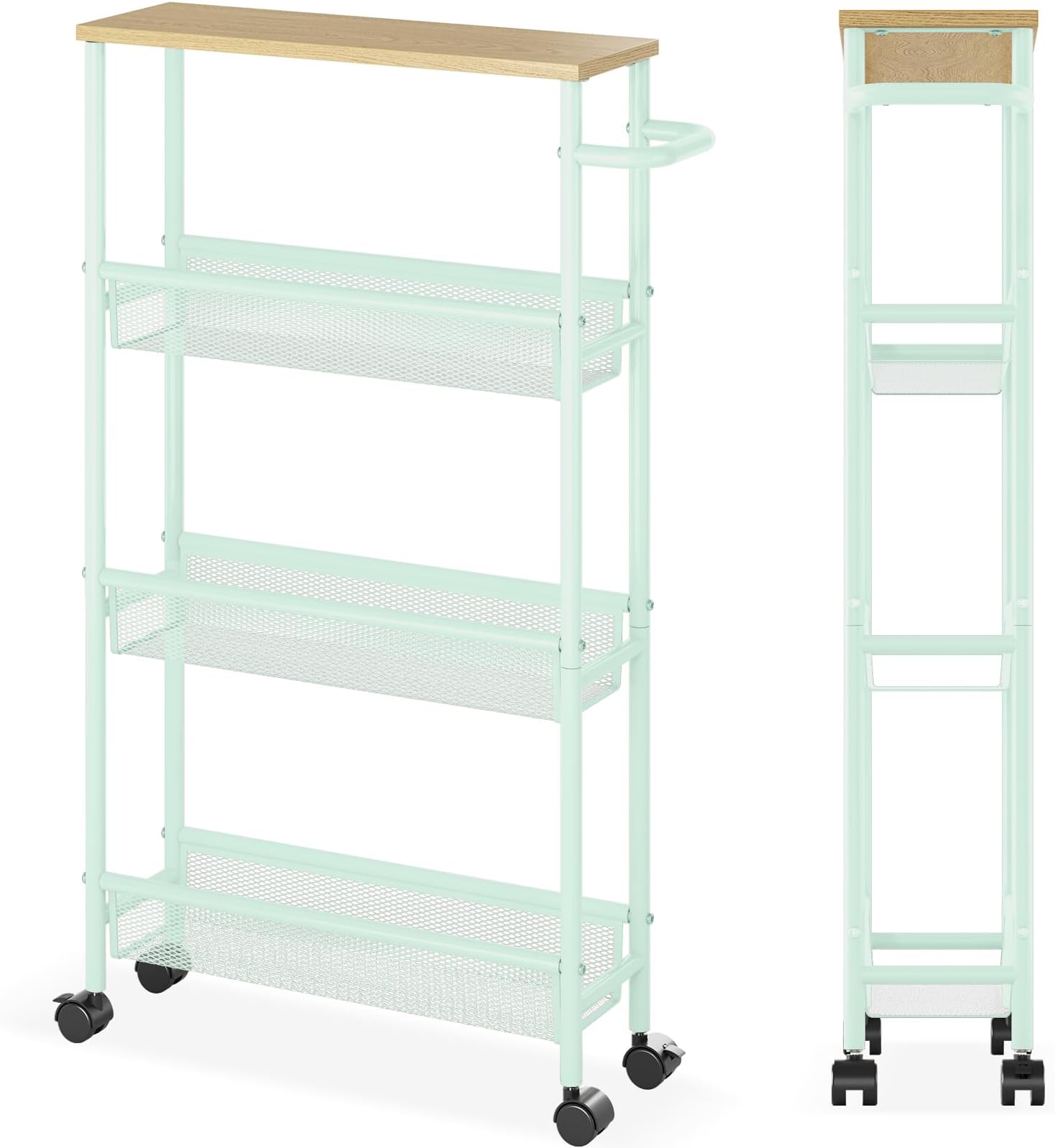 Amazon.com: KINGRACK Slim Rolling Storage Cart, 4 Tier Narrow Utility ...
