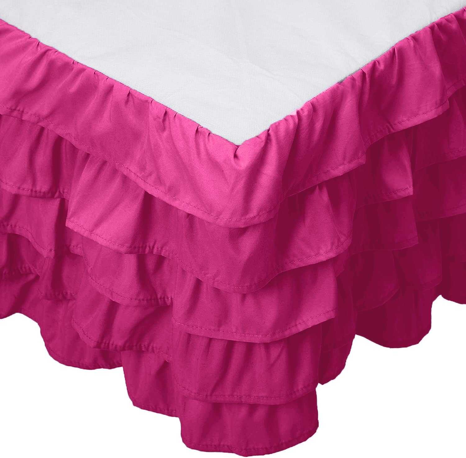 Amazon.com: Toodou Queen Pink Bed Skirt – Hotel-Quality Ruffles for ...