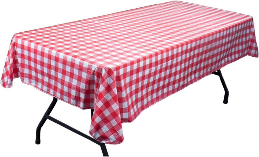 Amazon.com: Red and White Vinyl Table Cloth with Flannel Backing by ...