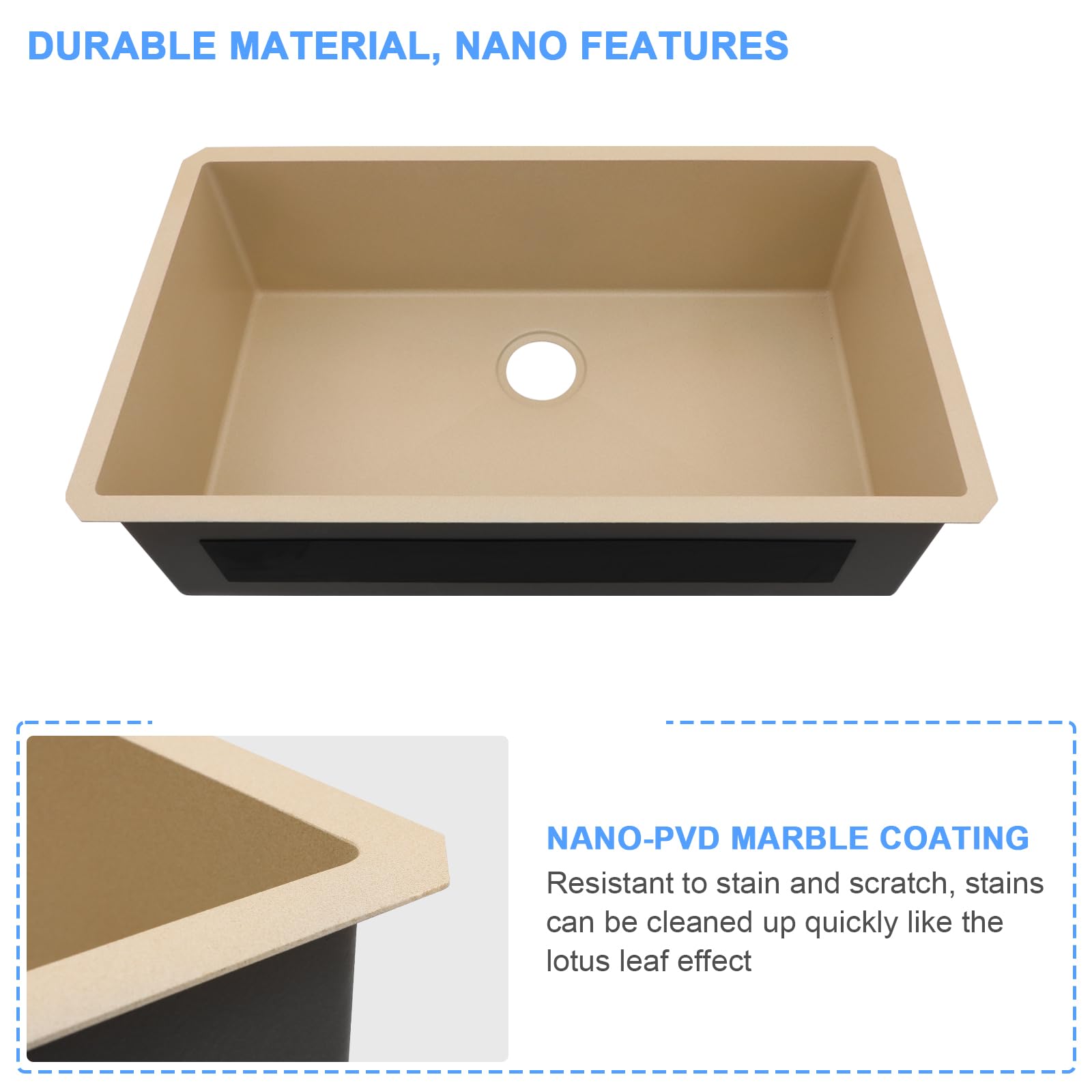 Snapklik.com : Lordear Marble Coating Finish Kitchen Sink 32 Inch ...