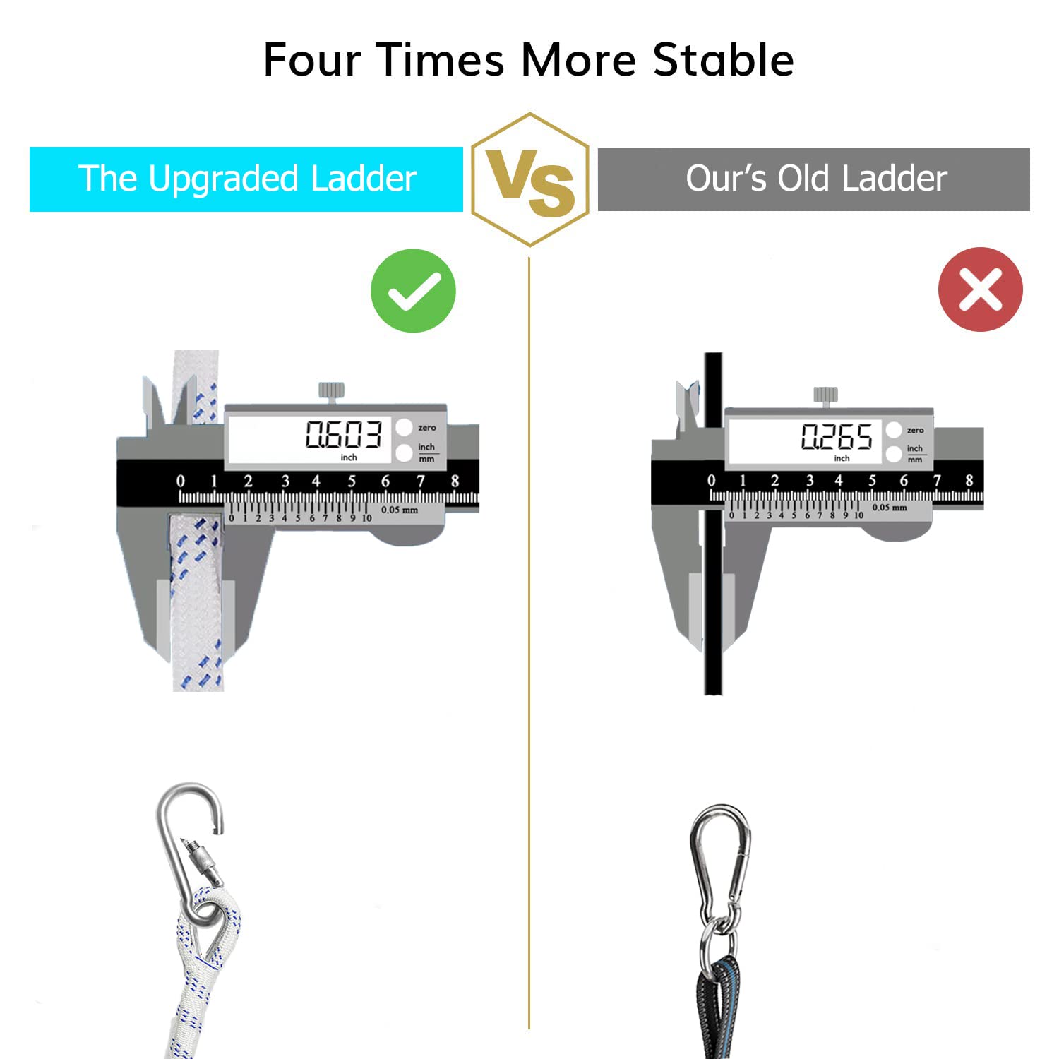 Snapklik.com : 4 Steps Boat Rope Ladder, Portable Outdoor Climbing Rope ...