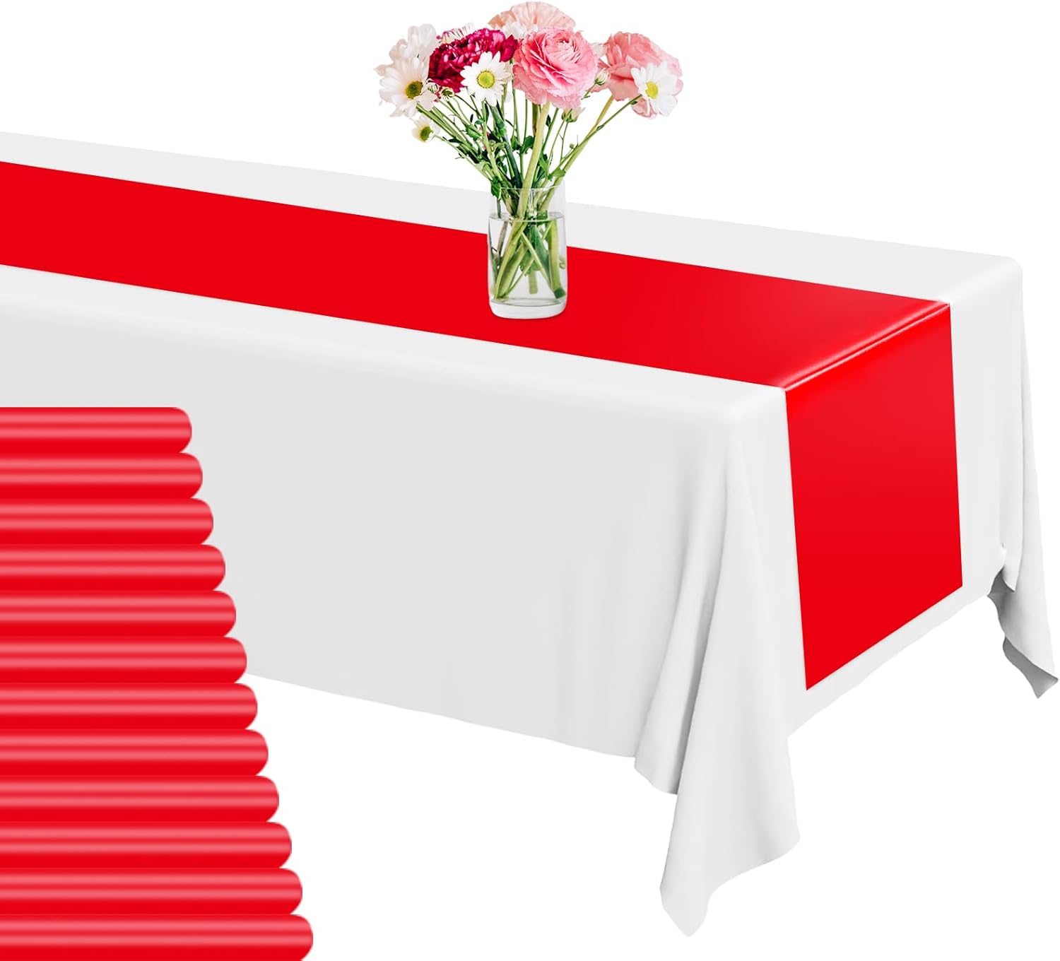 Amazon.com: 12 Pack Plastic Table Runner 14 X 108inch Red Long Wedding ...
