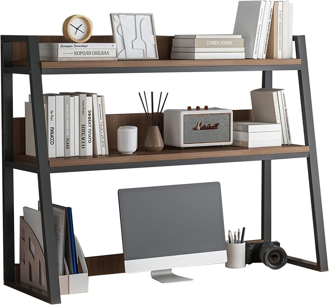 Amazon.com: FATECT 2 Layer Desktop Storage Organizer Display Shelf Book ...