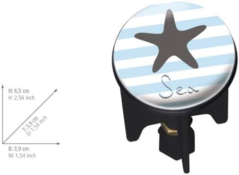 Wenko Drain plug Pluggy-Starfish, Brass, Multi-Colour, 3.9 x 3.9 x 6.5 ...