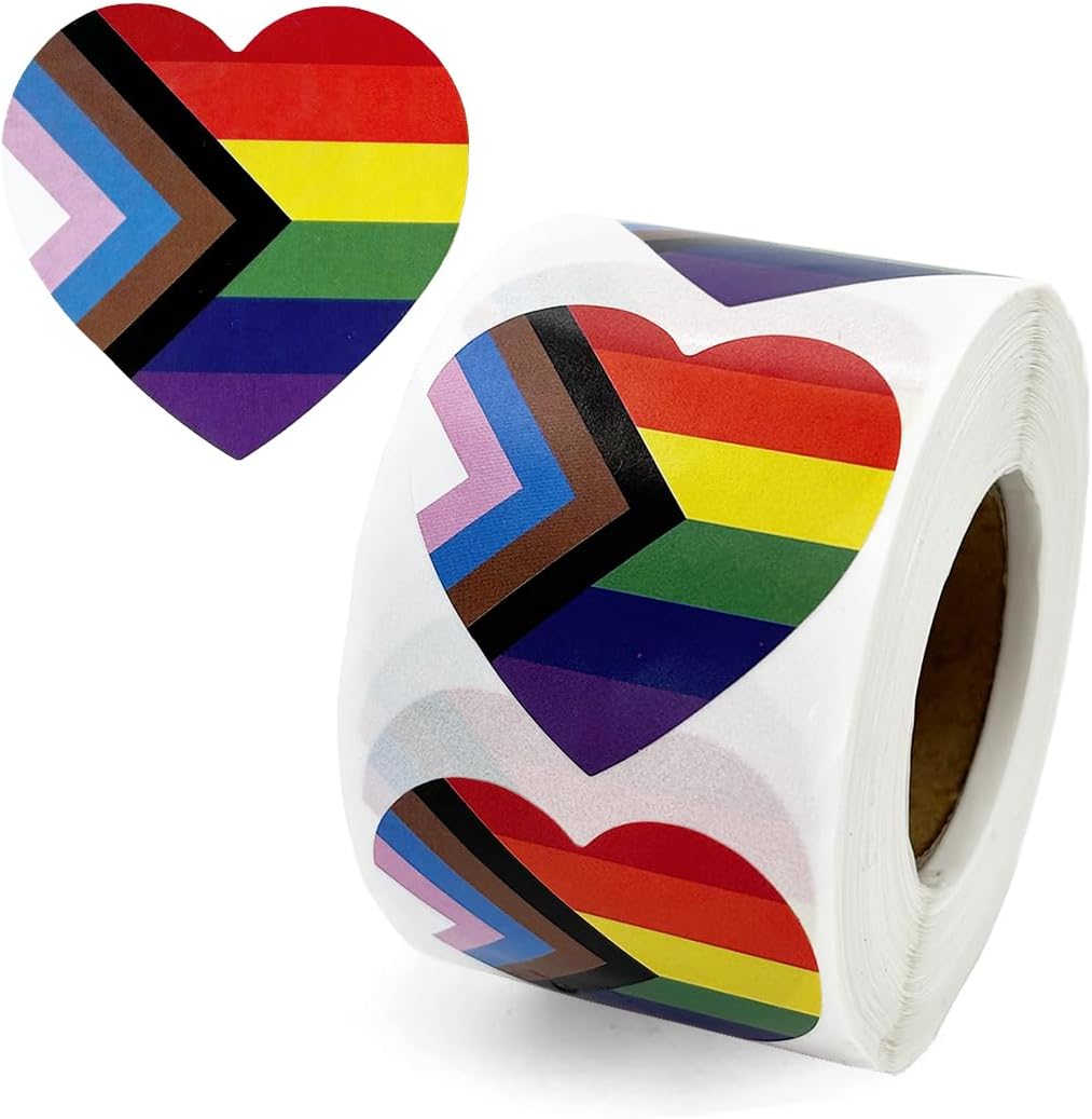 500pcs 1.5 x 1.5inch LGBTQ Gay Pride Stickers, Progress Pride Flag ...