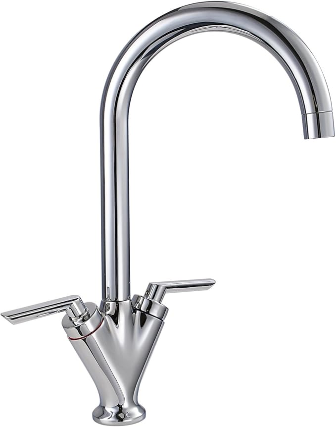 Kitchen Taps, Hapilife Swan Dual Lever Kitchen Mixer Tap Vintage Style ...