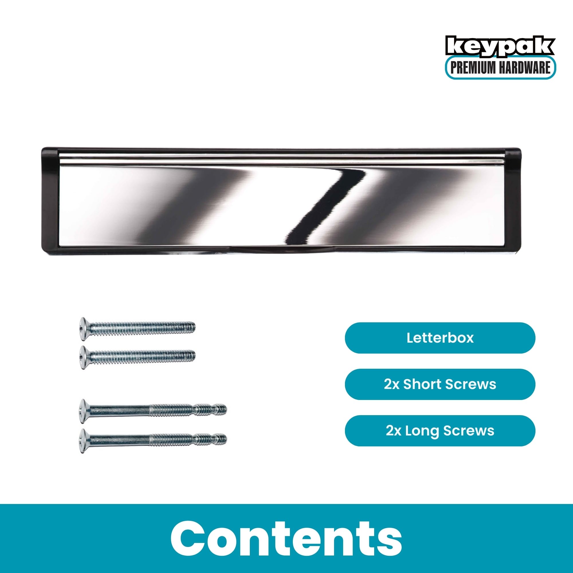 Keypak 12 inch (30.6cm) Door Letterbox – Fits 20-40mm Doors, Anti-Snap ...