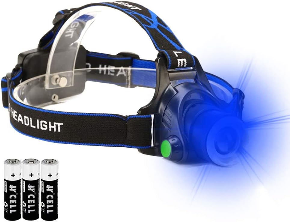 Amazon.com: GaiGaiMall Blue LED Headlamp Flashlight Water Resistant ...