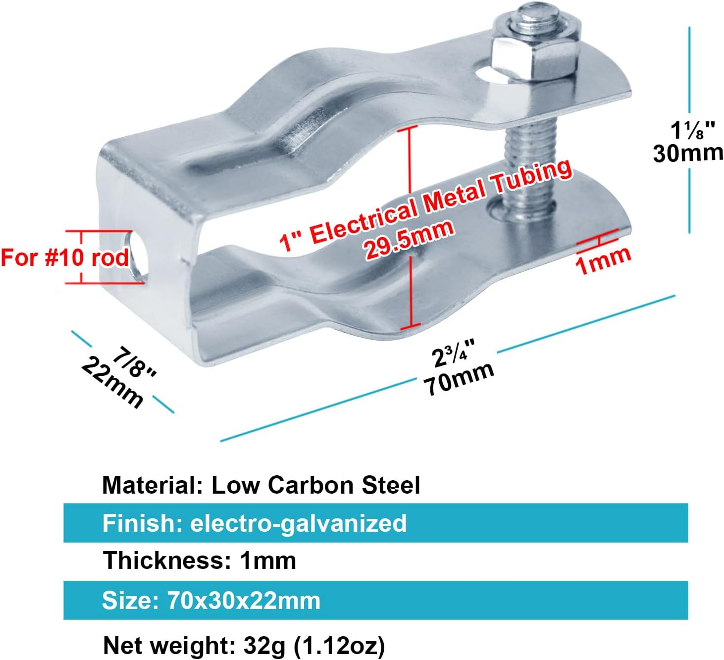 30 Pack 1 EMT Conduit and Pipe Hanger with Bolt, Chile | Ubuy