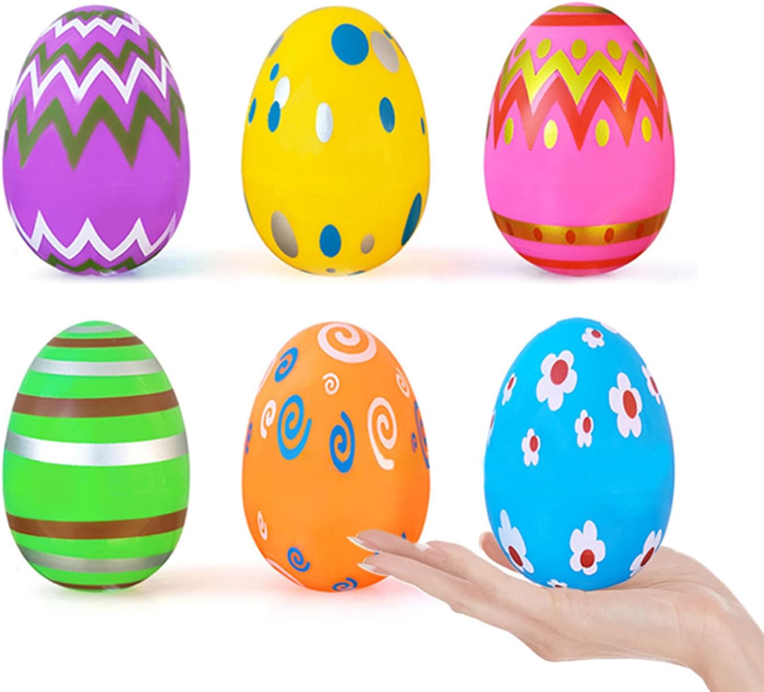 Woeau Printed Easter Plastic Fillable Eggs - 48 PCS Plastic Easter Eggs ...