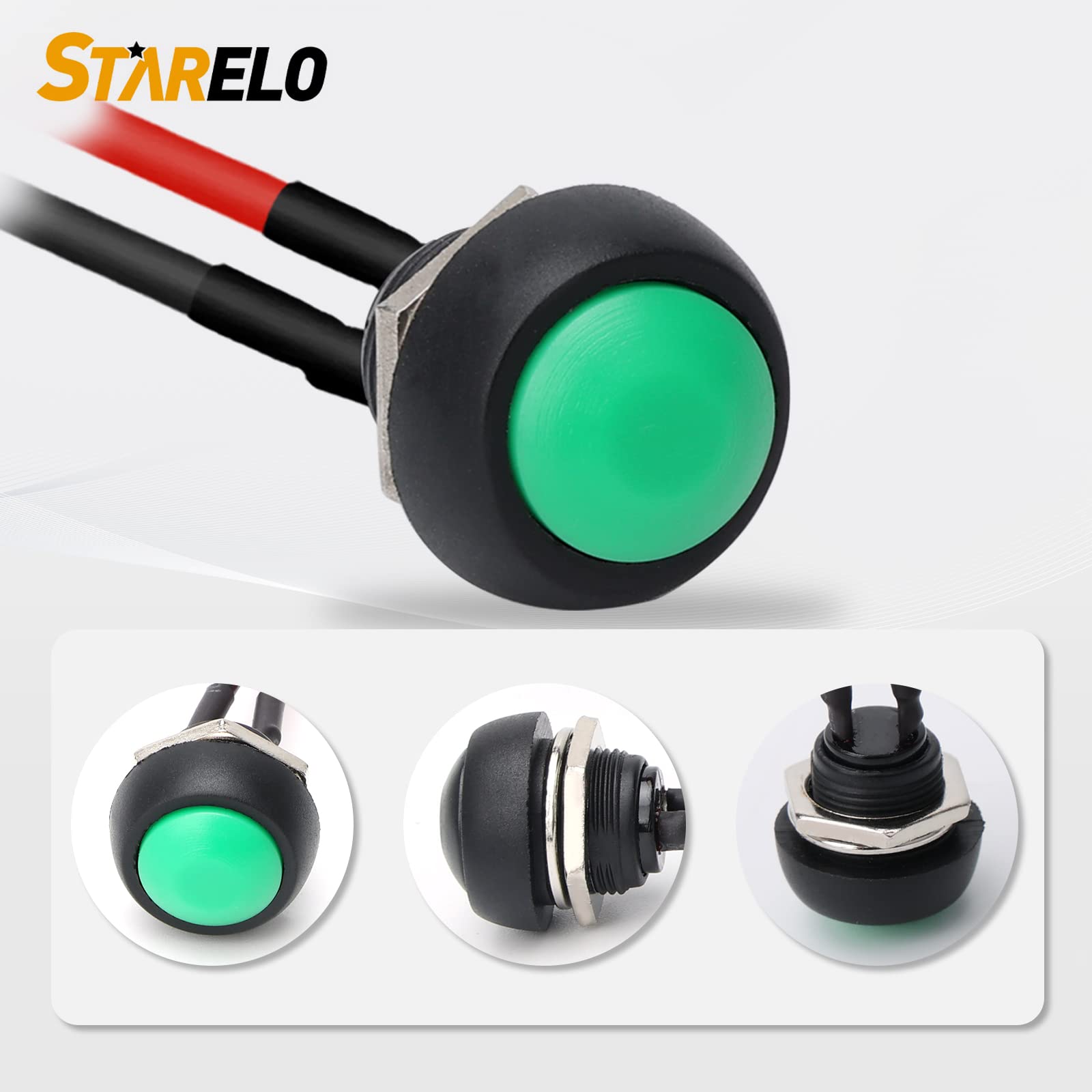 Snapklik.com : STARELO 6PCS 12mm Momentary Push Button Switch Mini Round Waterproof SPST Switch ...