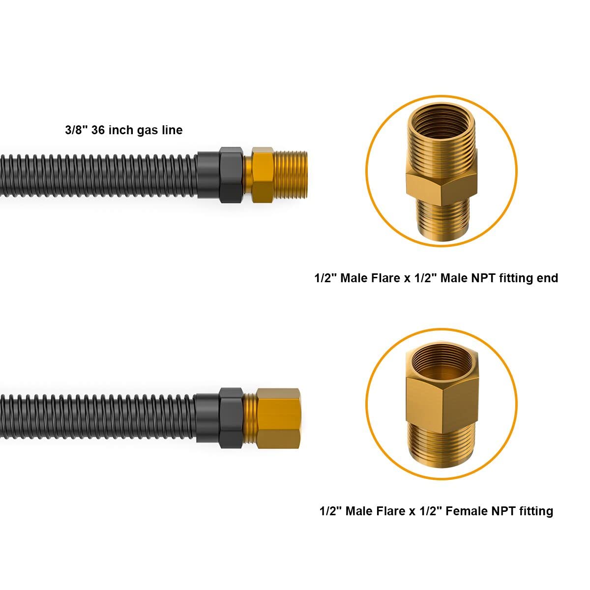 Snapklik.com : Gas Line Flex Connectors For Fire Pit, Fireplace ...