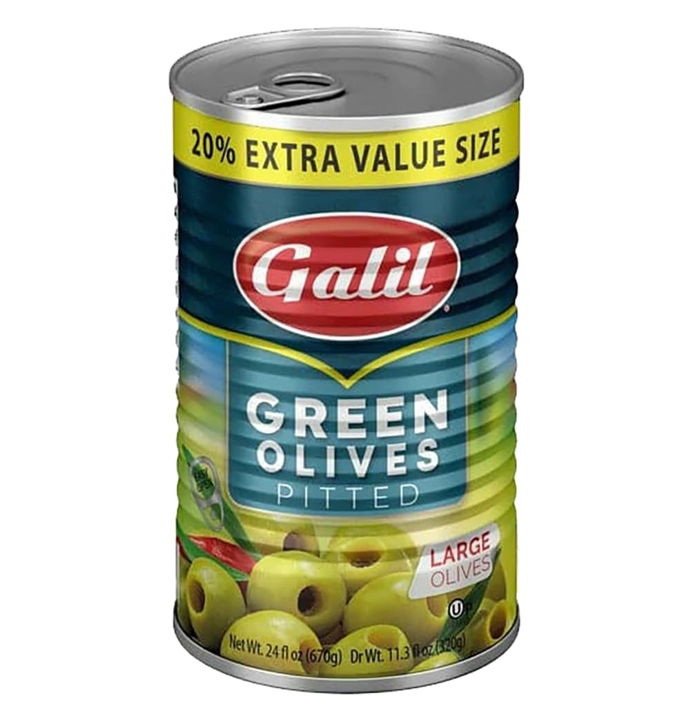 Amazon.com : Galil Green Olives | Large Pitted Olives | 24 oz | Kosher ...