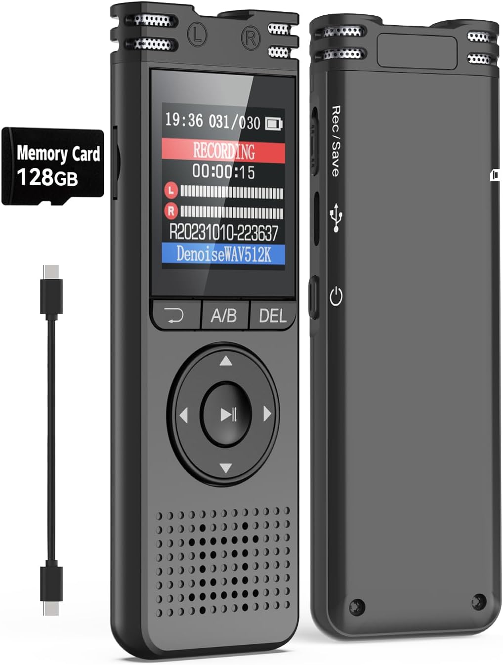 Amazon.com: 128GB Digital Voice Recorder with Playback: Voice Activated ...