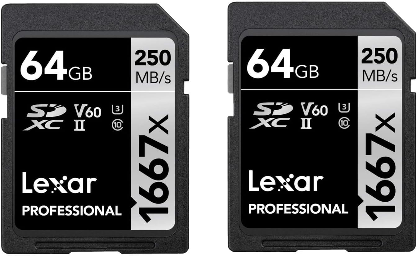 Lexar Professional 1667x SD Card 64GB 2-Pack, SDXC UHS-II Memory Card ...